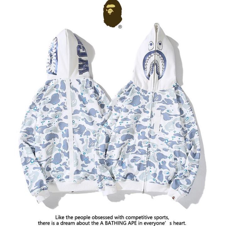 CODเสื้อคลุมมีฮู้ด แขนยาว สำหรับผู้หญิงและผู้ชาย Bape เสื้อกันหนาวมี ...