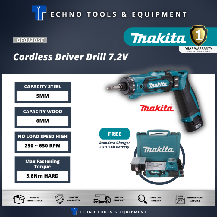 MAKITA DF012DSE Cordless Driver Drill 7.2V - 1 Year Warranty | Lazada