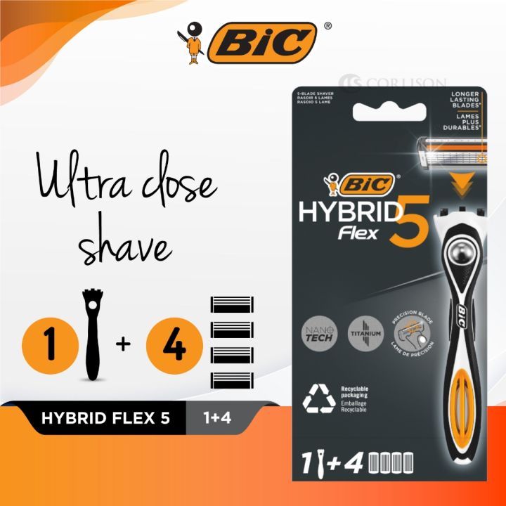 BIC Flex 5 Hybrid Shaver / Razor + 4 Shaver / Razor Cartridges | Lazada ...