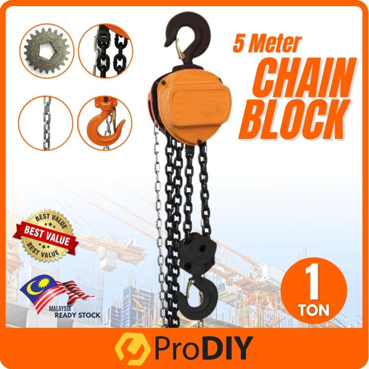 [ 1 TON X 5 METER ] Heavy Duty Chain Block Lifting Block Chain Hoist ...