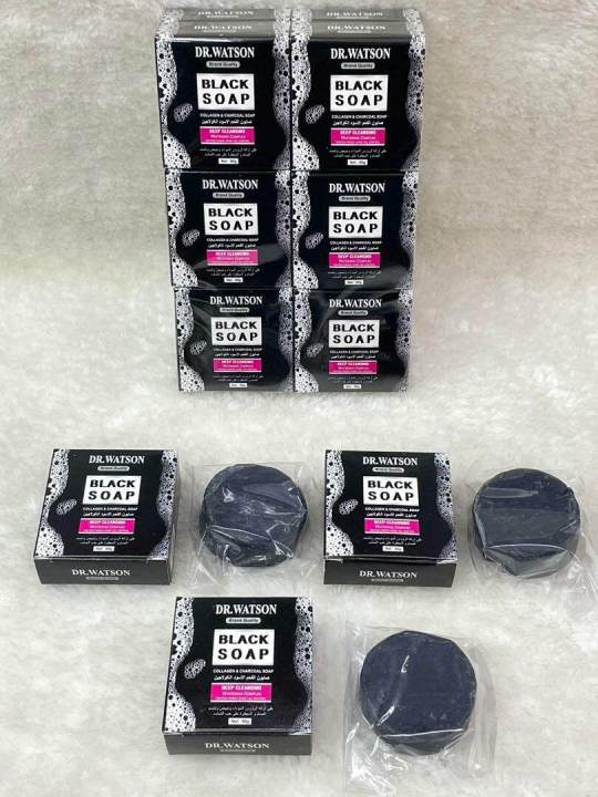 100% original, DR.WATSON BLACK SOAP - Collagen & Charcoals Soap 12pcs ...
