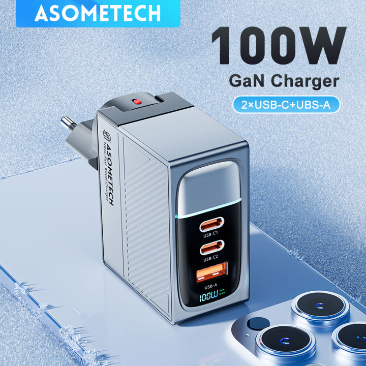 ASOMETECH 100W gan sạc nhanh Loại C sạc nhanh PD QC 4.0 3.0 Bộ sạc gắn tường cho điện thoại 14 ...