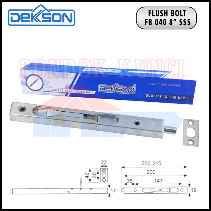 Flush Bolt Dekkson FB 040 8 Inch 20cm Grendel Tanam Kotak Dekson Kunci Pintu Kayu | Lazada Indonesia