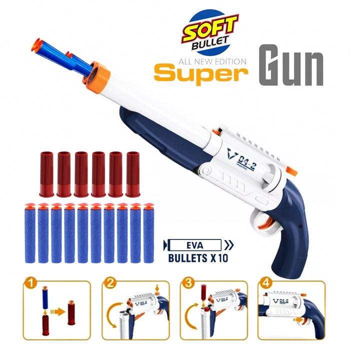 Double Nozzle Soft Bullet Gun-Long Range Toy Gun with Suction Cup ...