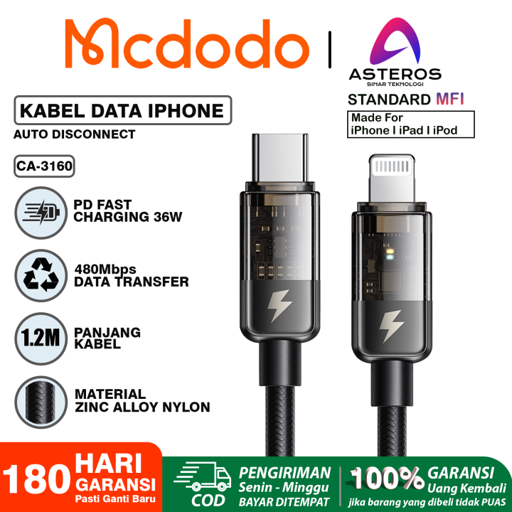 MCDODO Kabel iP PD Type C To Lightning Fast Charging Auto Off Ca-316 ...