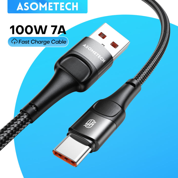 ASOMETECH 7A 100W USB Type C Cable Fast Charging Wire Charger Data Cord ...
