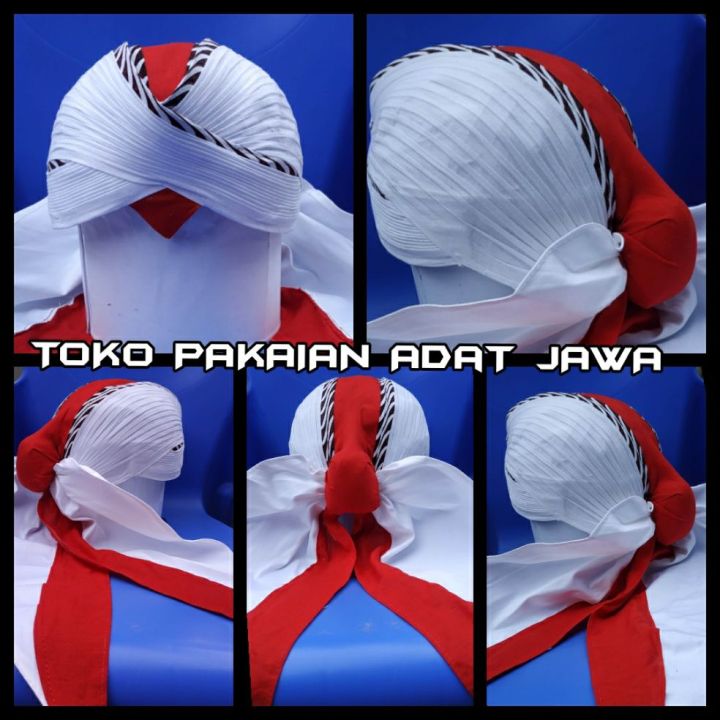 Blangkon Jogja lipat Samurai Merah Putih Sliwir /Adat Jawa /Pakaian ...