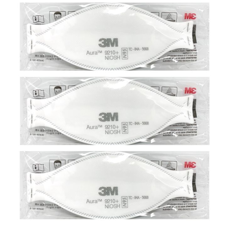 3M (x3ชิ้น) Aura 9210+ หน้ากากป้องกันฝุ่น ละออง ฟูมโลหะ N95 | Lazada.co.th