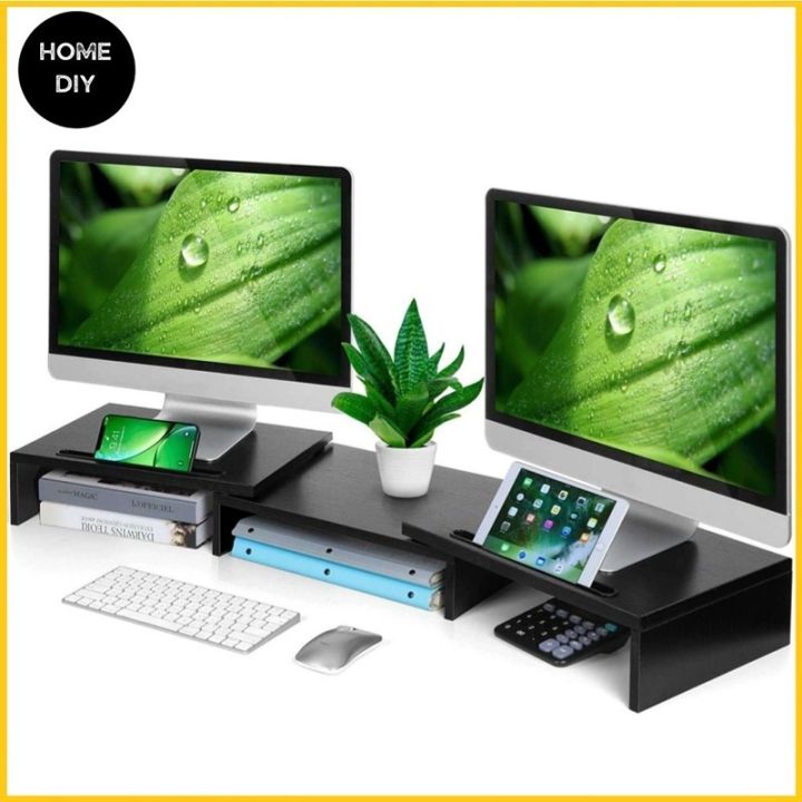 3 Shelf Screen Stand with Adjustable Length and Angle Dual Triple ...