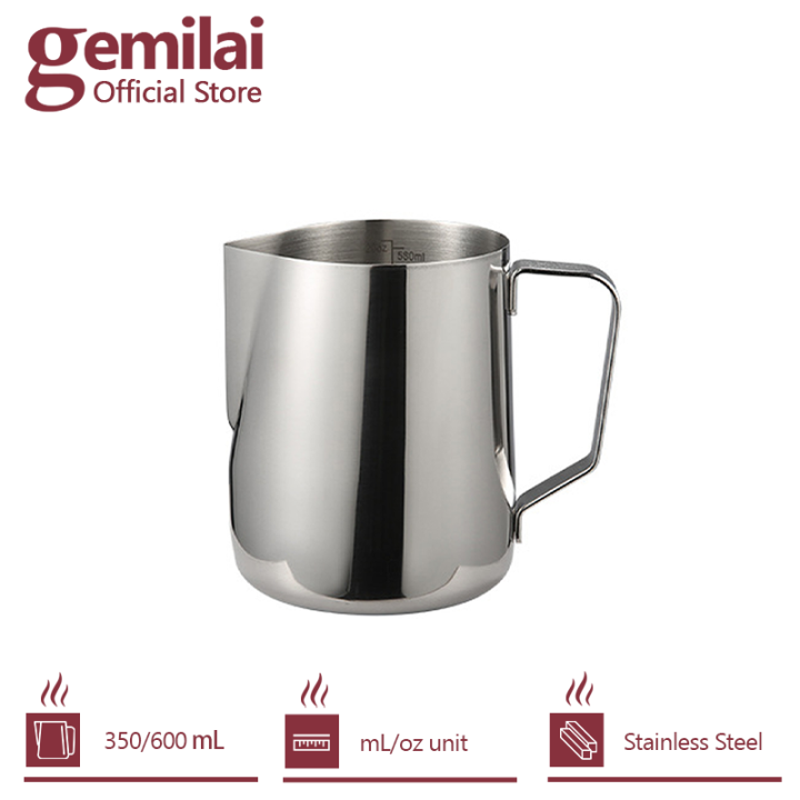 350ML/600ML Dual Capacity Unit Milk Frothing Pitcher Stainless Steel Milk Boiler Cup Jug Creamer ...