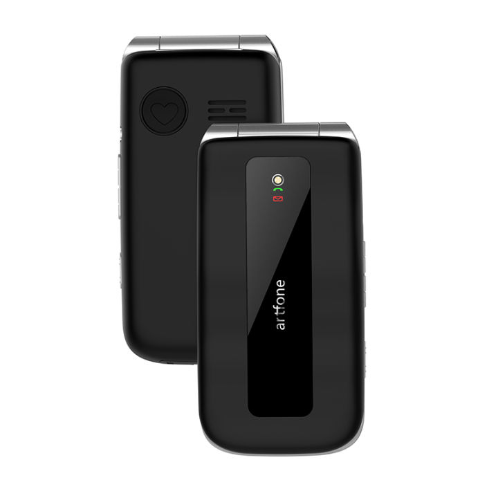 artfone F20-Black 2G Big Button Flip senior phone for Elderly（With base ...