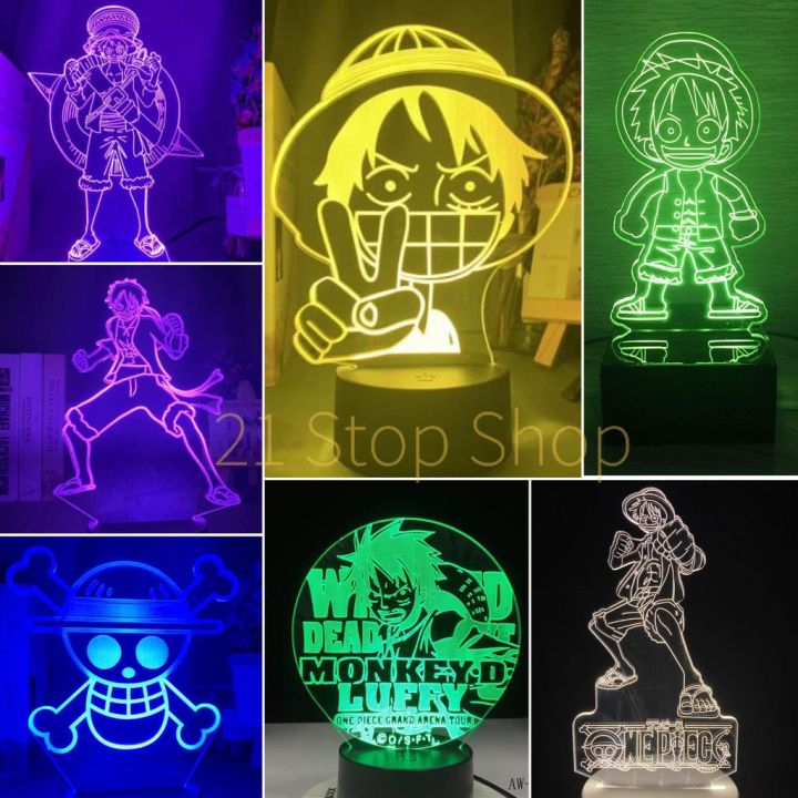 LUFFY ONE PIECE Anime 3D Acrylic LED Lamp Night Lamp Gifts Personal Use ...