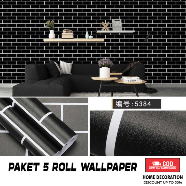 wallpaper dinding kamar paket 5 roll wallpaper dinding 4,5meter x 45cm hiasan dinding ruang tamu ...