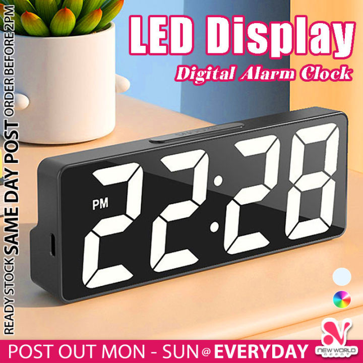 𝗦𝗢𝗨𝗡𝗗 𝗖𝗢𝗡𝗧𝗥𝗢𝗟 》Dual Power Mode Mirror LED Digital Clock Adjustable ...