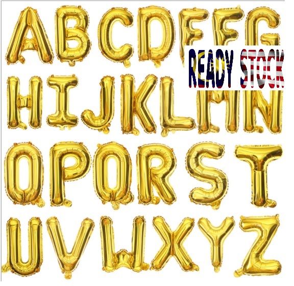 MY Alphabet Letter foil balloon A to Z 16 inch Gold Color for birthday ...