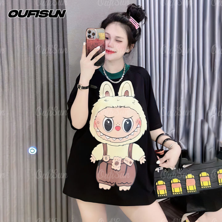Labubu Women's T-shirt Oversized Cartoon T-shirt Casual Fashion Labubu ...