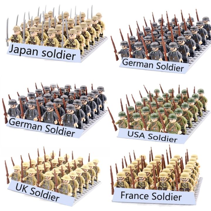 WW2 24pcs Military Army Soldier Soviet US UK German France Building ...