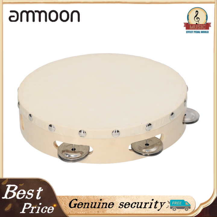 4/6/8นิ้ว Tambourine โลหะเดี่ยวเสียงเอะอะเสียงโลหะกระทบกัน Sheepskin ผิวกลองไม้ Tambourines ...