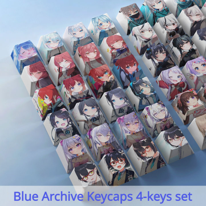 Blue Archive Keycaps 4-keys Combination PBT Sublimation Cartoon ...