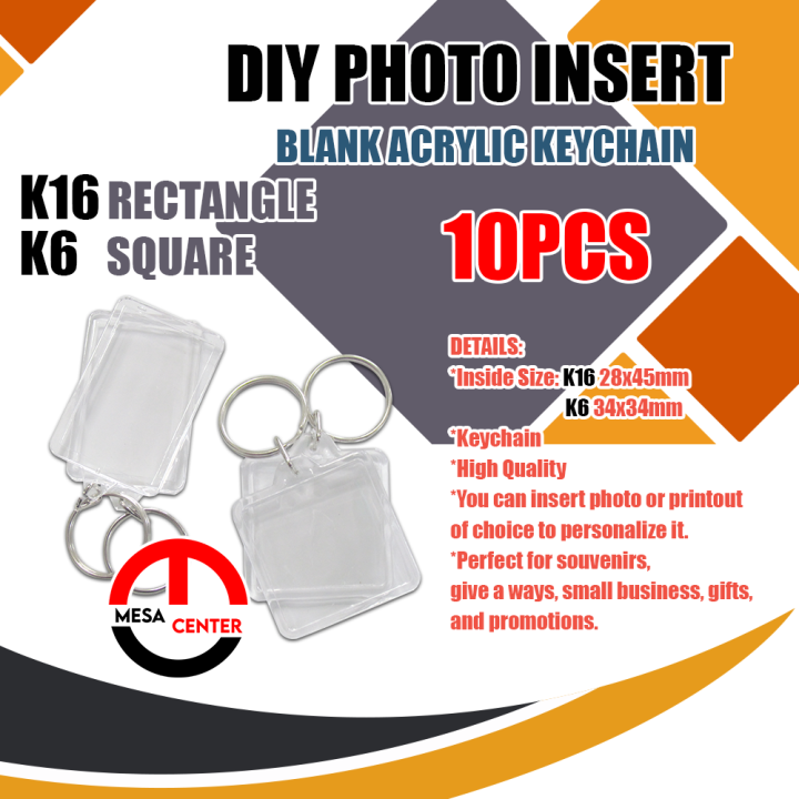10 pcs k16 k6 Blank Acrylic Keychain Photo Insert [CHEAPEST] square & rectangle | Lazada PH