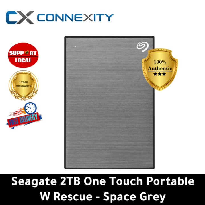 Seagate 2TB ONE TOUCH PORTABLE W RESCUE - SPACE GREY STKY2000404 2TB ...