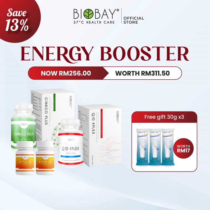 BIOBAY Energy Booster Bundle | Q10, Ginkgo, Fito-C | Heart Health | Blood Circulation ...