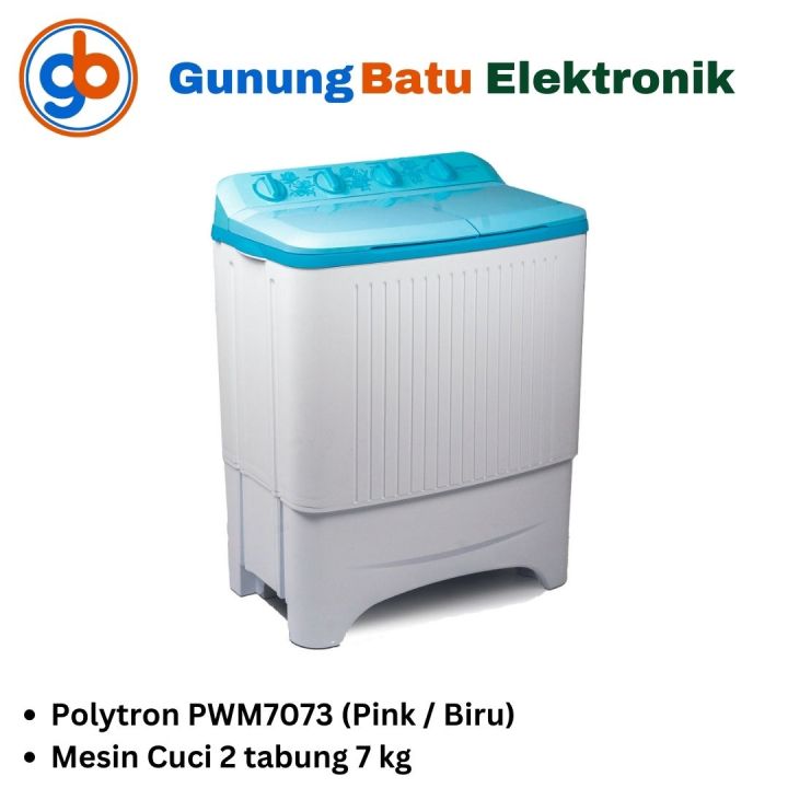 POLYTRON Mesin Cuci 2 tabung 7 kg PWM7073 Original Garansi Resmi Twin ...