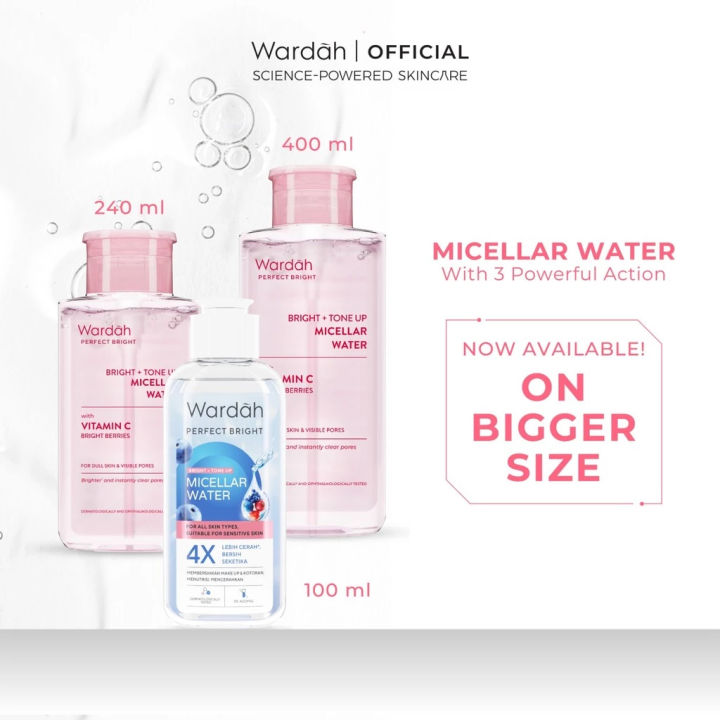Wardah Perfect Bright Tone Up Micellar Water 400ml | 240 ml | 100 ml | Lazada Indonesia