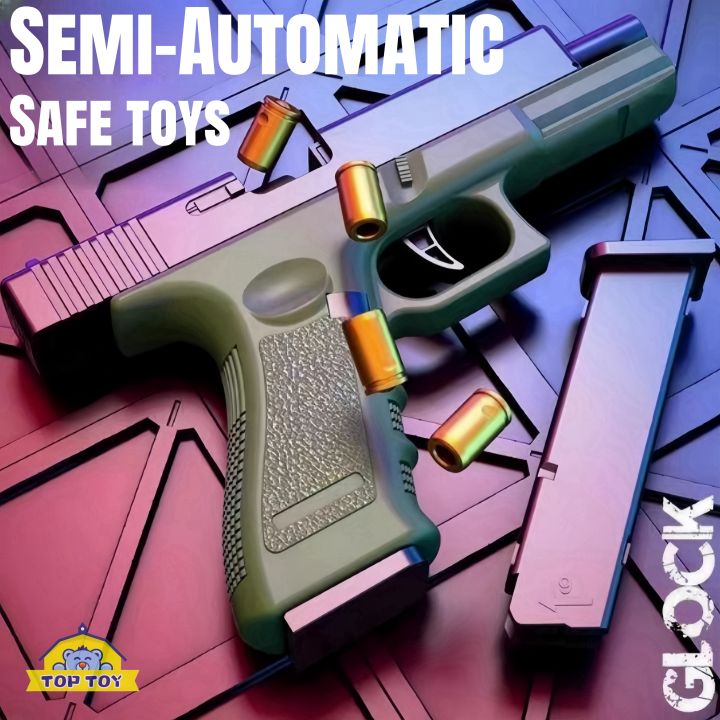 Outdoor toys Semi-Automatic Glock Safety Toys Soft Bullet Simulated Shooting Toy For Kids ...