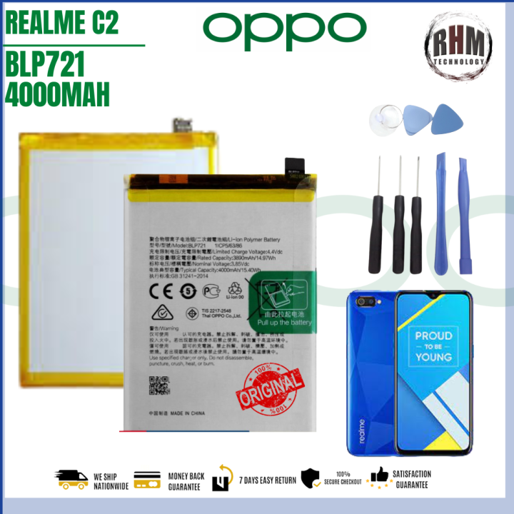 for Realme C2 (Battery model: BLP721 4000mAh) Original Equipment ...