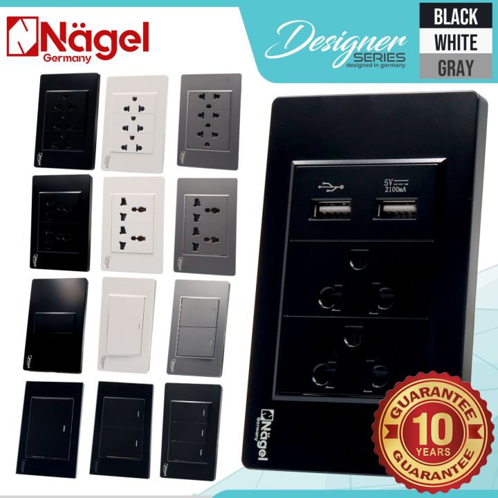 NAGEL Premium Wide Series (White Black) Light Switch And Outlet (1 2 3 ...