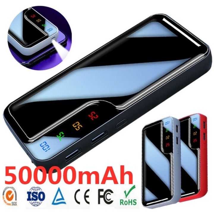 Hot Power Bank 50000mAh PowerBank Mirror Screen Portable power External ...