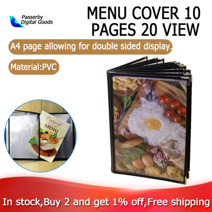 Transparent Restaurant Menu Covers for A4 Size Book Style Cafe Bar 10 ...