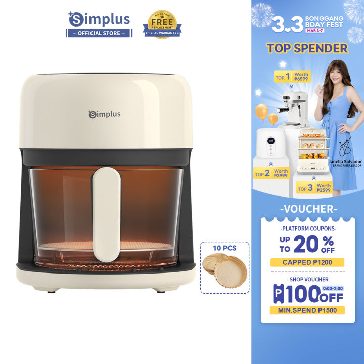 Simplus 360°Visual Air Fryer Multifunction Fryer Non-stick Oil Free Fryer Kitchen Oven Visible ...