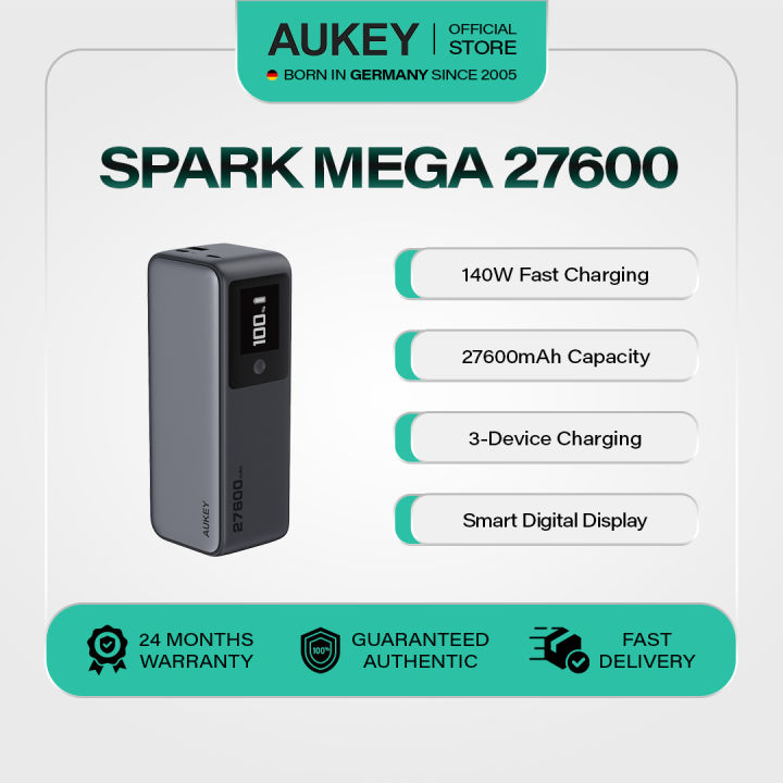 AUKEY Spark Mega 27600 140W Ultra-Fast Charging Power Bank | Lazada PH