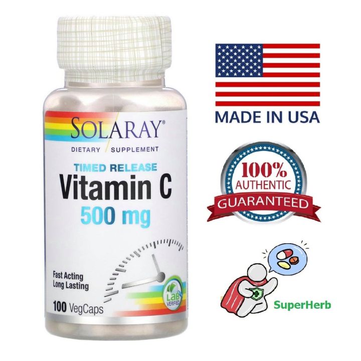 Solaray, Vitamin C, Time Release, 500 mg, 100 VegCaps | Lazada PH