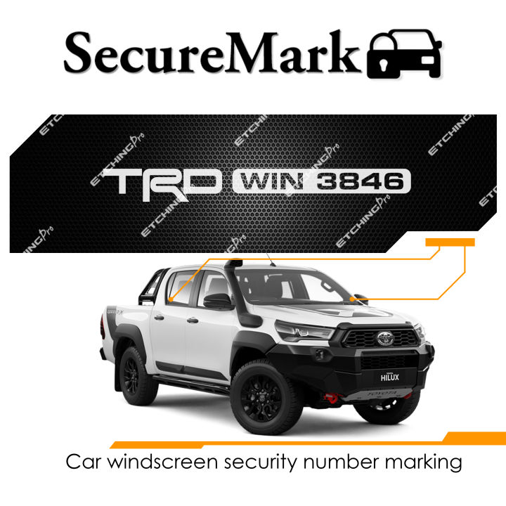 Toyota TRD badge logo SecureMark car security marking sand blasting ...