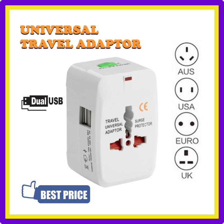 Universal International Plug Adapter 2 USB Port World Travel AC Power Charger Adaptor with AU US ...