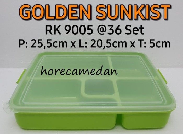 Kotak Makan Plastik Sunkist Sekat 5 RK 9005 / Lunch box catering ...
