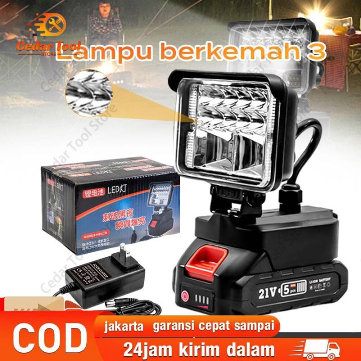 Lampu LED Portable Lamp Baterai 21V 48VF LED lampu cordless Antarmuka ...