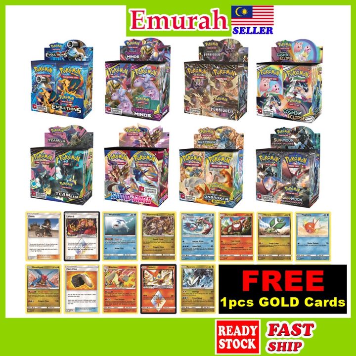 Pokemon Cards 360Pcs/Box Gold Cards DX Sun & Moon English Trading Card ...