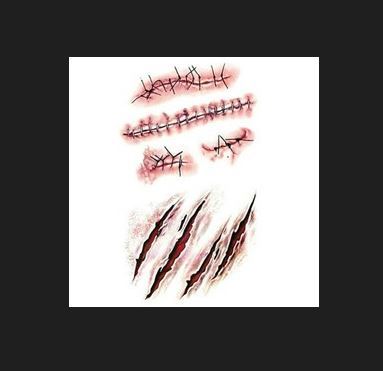 Stiker Tato / Temporary Tattoo Sticker Bentuk Cakaran / Luka Jahitan ...