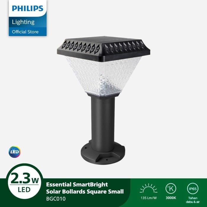 Philips Lampu LED Taman SmartBright Solar Bollards Square Small Kuning ...