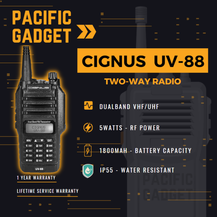 Cignus UV88 VHF/UHF splash proof water resistant dual band two way ...