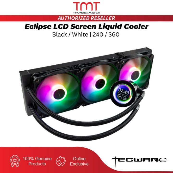 TMT Tecware Eclipse 240 360 ARGB AIO CPU Cooler with LCD Screen Black ...