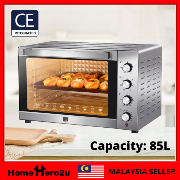 CE Electric Oven CEO-85SS 80L Integrated with Rotisserie & 2200W Stainless Steel Convention ...