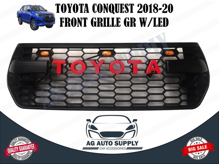 Front Grille Car Grill Guard All Black & Red For TOYOTA HILUX CONQUEST ...