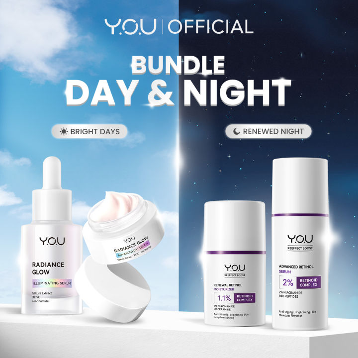 [BOOSTING SKIN] YOU Skin Booster DAY & NIGHT Bundle Radiance Glow Retinol | Lazada Indonesia