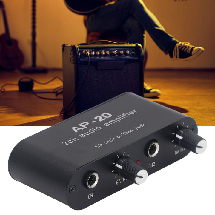 2CH Sound Amp Preamplifier Balanced Input 1/4in 6.5mm Gain Adjustment ...