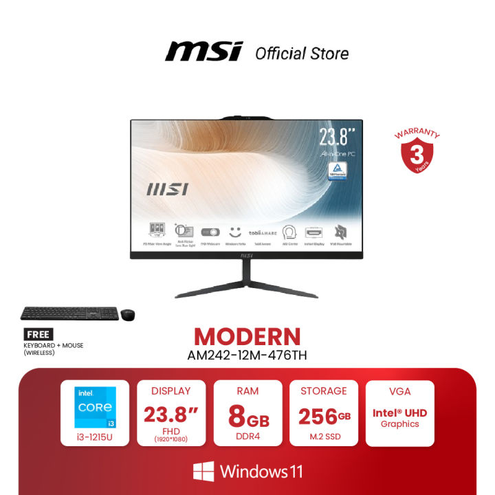 MSI ALL-IN-ONE MODERN AM242 12M-476TH 23.8" FHD | IPS | i3-1215U ...